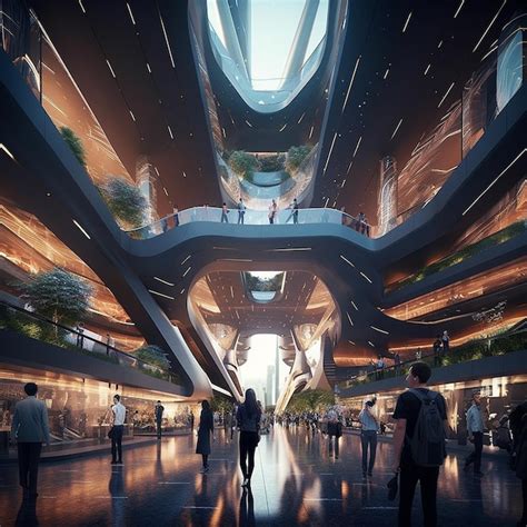 Premium Photo A Rendering Of A Building With A Large Atrium With A