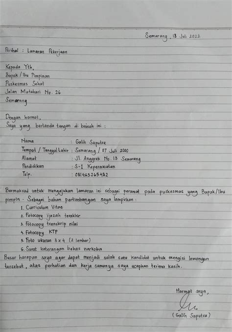 Contoh Surat Lamaran Kerja Tulis Tangan Dan Cara Membuatnya