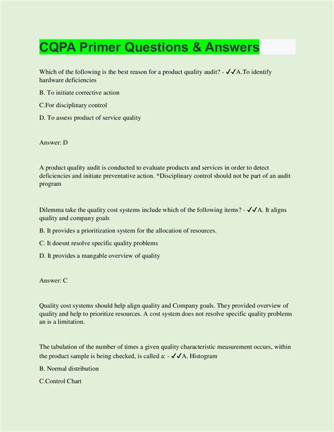 Cqpa Primer Questions And Answers Questions With 100 Correct Answers Updated And Verified