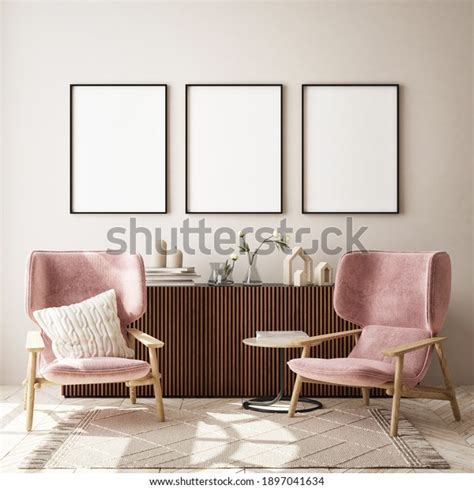 모던한 인테리어 배경 거실 스칸디나비아 스타일 스톡 일러스트 1897041634