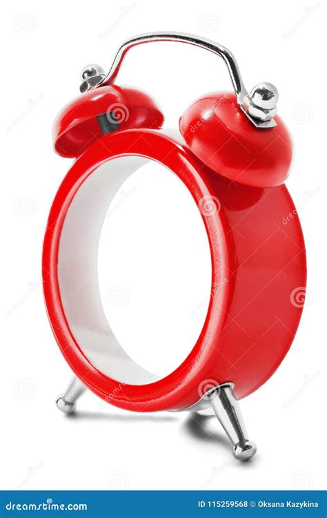 Classic Desk Clock In Red Without Dial On Isolated White Background