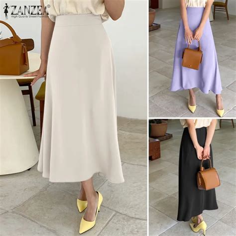 Esolo ZANZEA Muslimah Women Muslim High Waist Long Skirt Gypsy Summer
