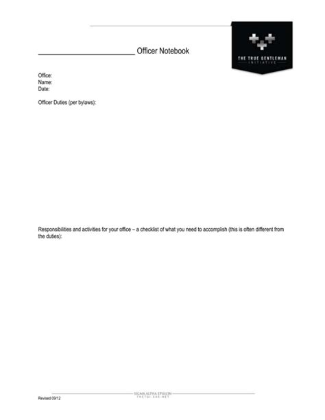 Sample Officer Notebook
