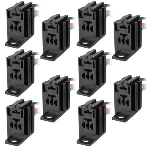Uxcell 10pcs 12v Dc 4 Pin 30 40amp Interlocking Relay Socket Harness Base Spdt Black
