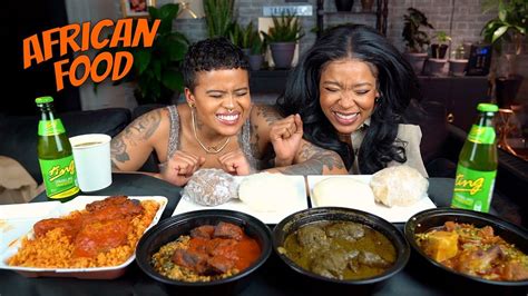 Fufu Egusi Stew Cassava Leaves And Goat Pepper Soup Mukbang African