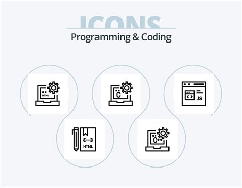 Programming And Coding Line Icon Pack 5 Icon Design Coding C