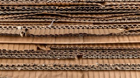 A Close Up Shot Of A Stack Of Brown Corrugated Cardboard Sheets The