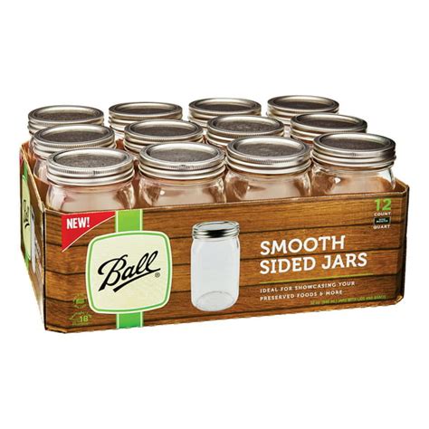 Ball Smooth Sided Glass Mason Jars With Lids And Bands Wide Mouth 32