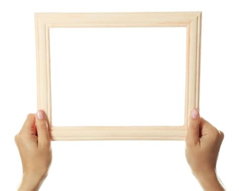 Premium Photo Female Hands With Wooden Frame Isolated On White