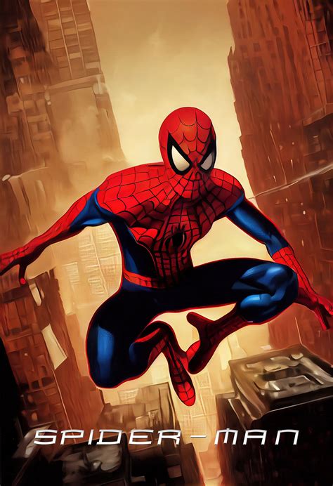 Artstation Spider Man 2002 Movie Poster In Cartoon Style