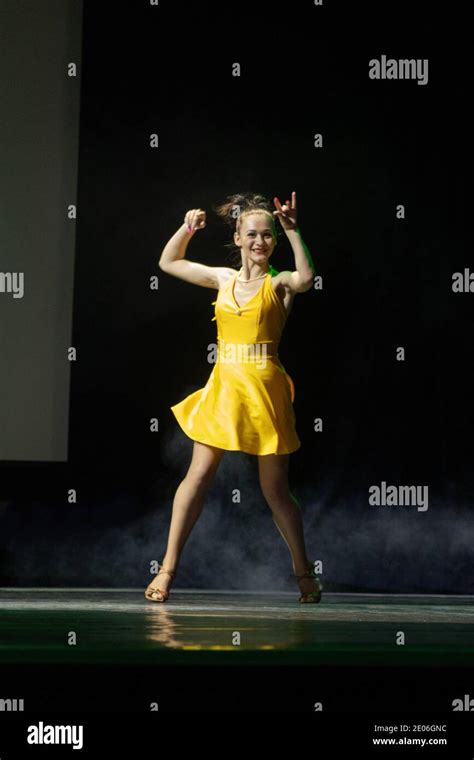 Dancer Actresses Young Woman Performs On Theatrical Scene In The