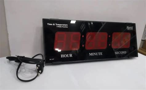 Black Ajanta Quartz Digital Red Led Rectangle Wall Clock Corded