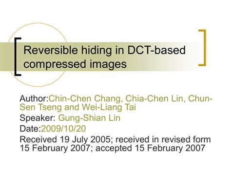 Reversible Hiding In Dct Based Compressed Images