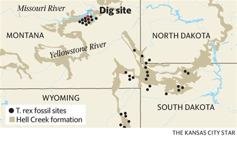 Tyrannosaurus Fossil Locations Sale