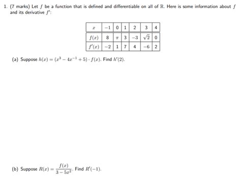 Solved 1 7 Marks Let F Be A Function That Is Defined And Chegg Com