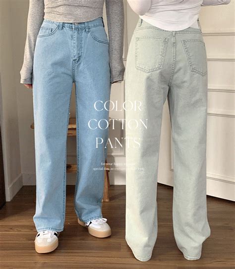 [10컬러]라운 컬러코튼 와이드팬츠 10color [봄신상바지 와이드코튼바지 면바지 면팬츠 파스텔 와이드바지 코튼데님바지 세미와이드 스트레이트핏 피그먼트 봄면바지 일자팬츠