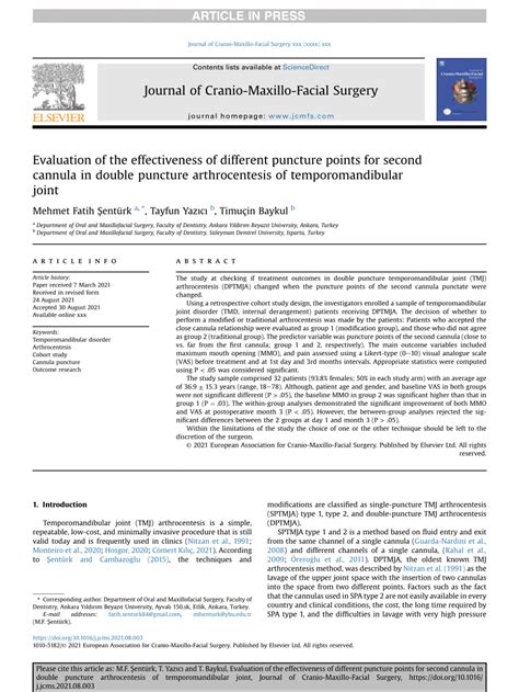 Pdf Evaluation Of The Effectiveness Of Different Puncture Points For