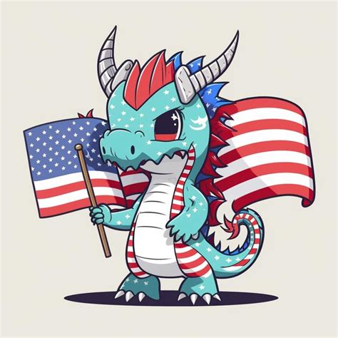 Premium Ai Image Dragon Holding American Flag Vector Illustration