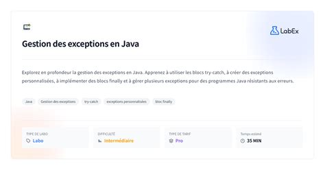 Tutoriel Sur La Gestion Des Exceptions En Java Des Bases Aux Techniques Avancées Labex
