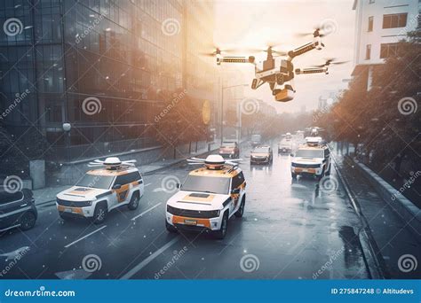 Emergency Vehicle With Sirens Blaring Surrounded By Swarm Of