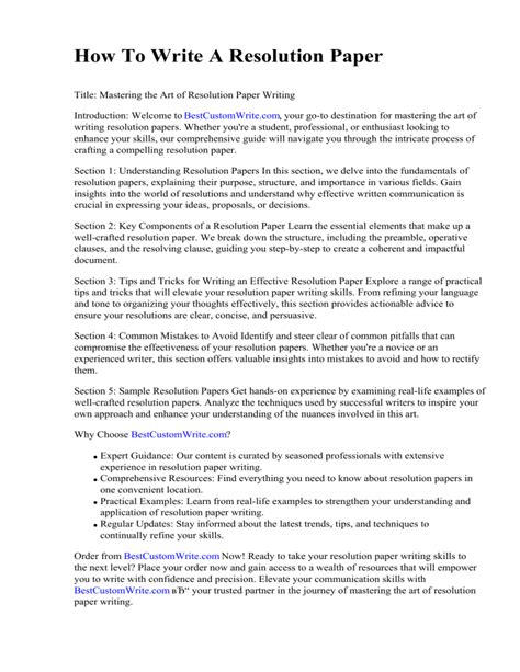 How To Write A Resolution Paper A Comprehensive Guide