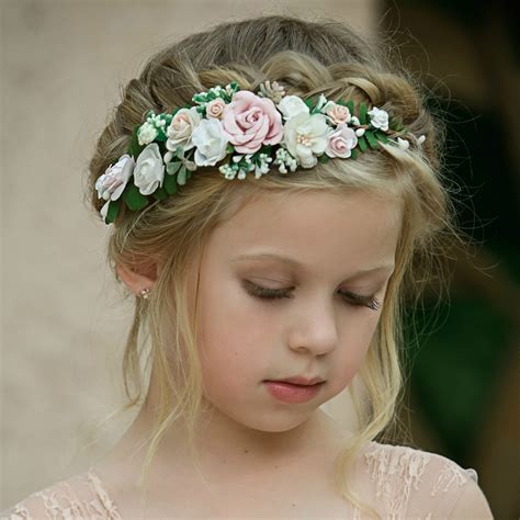 Blush Pink Flower Crown Flower Girl Headband Girl Floral Crown