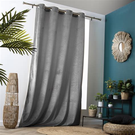 Rideau Occultant Velours X Cm Fern Gris Anthracite Rideau Voilage Store Eminza
