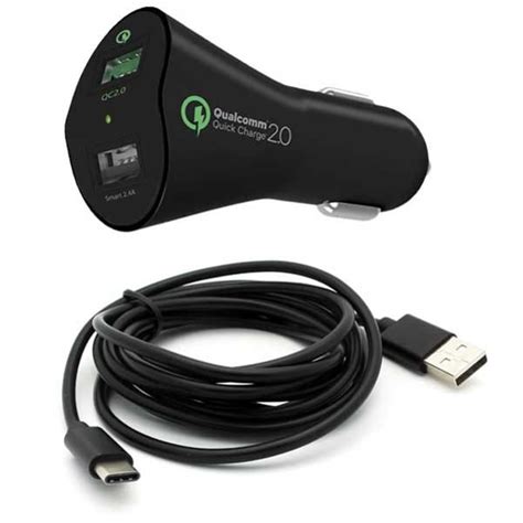 30W Fast Car Charger For LG K51 Velvet Stylo 6 2 Port USB 6ft Cable Type C Quick Charge DC