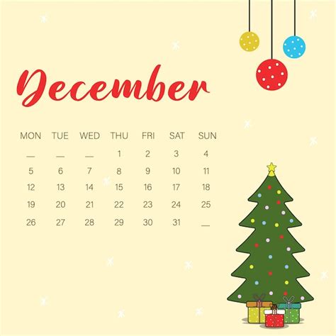 Calendário dezembro feliz natal Vetor Premium