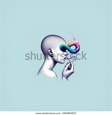 Faceless Girl Buzzcut Smoking Cigarette Exhaling Ai Generated Image