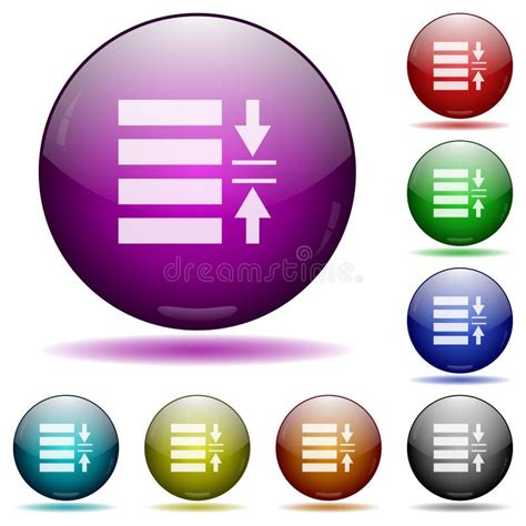 Adjust Line Spacing Icon In Glass Sphere Buttons Stock Vector