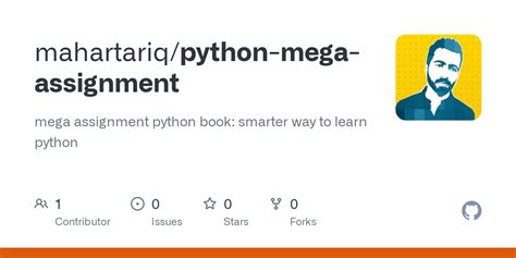 Github Mahartariq Python Mega Assignment Mega Assignment Python Book Smarter Way To Learn Python