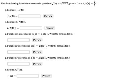 Solved Use The Following Functions To Answer The Questions Chegg
