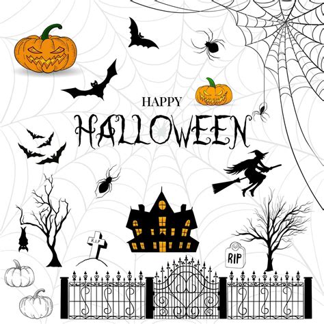 Happy Halloween Vector Design Element Set Isolated On A White