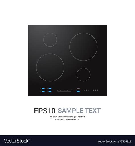 Black Inductive Hob With Ceramic Surface Top View Vector Image