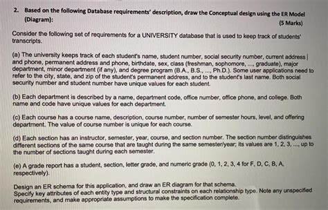 solved 2 based on the following database requirements