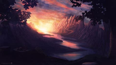 Wallpaper Sunlight Cat Fantasy Art Sunset Night Clouds Sunrise