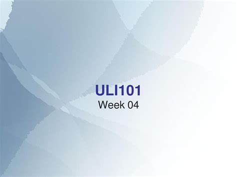 ULI101 Week ppt download