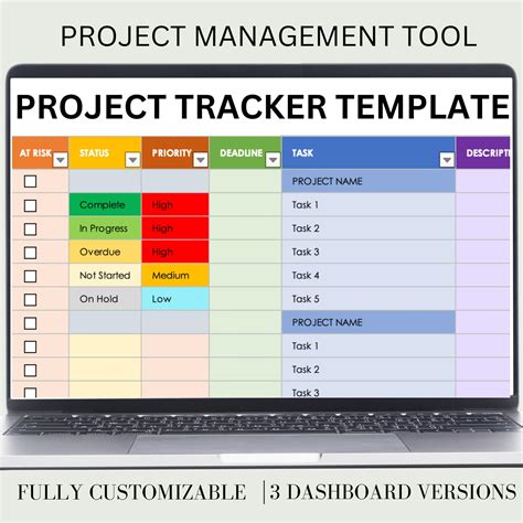 Project Tracker Template Project Management Excel Spreadsheet Project Planner Project Template
