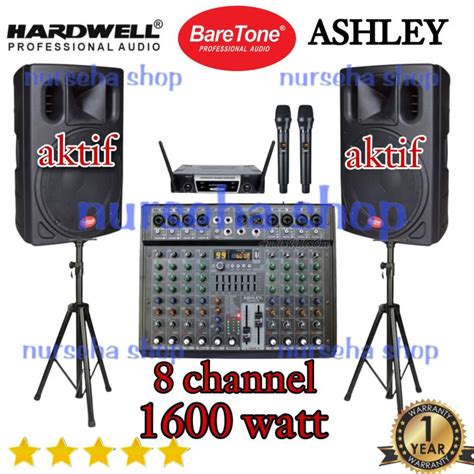 Paket Sound System Baretone Inch BT Pro Mixer ASHLEY Channel Bluetooth Original Full