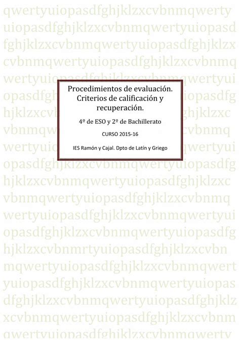 Pdf Procedimientos De Evaluación Criterios De Calificación
