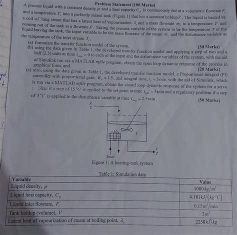 Solved Problem Statement Marks A Process Liquid With A Chegg