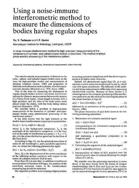 pdf using a noise immune interferometric method to measure the