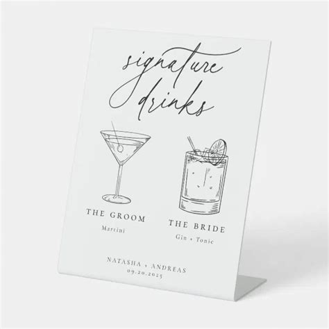 Contemporary Chic Signature Drinks Pedestal Sign Zazzle