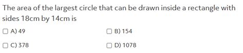 Solved The Area Of The Largest Circle That Can Be Drawn