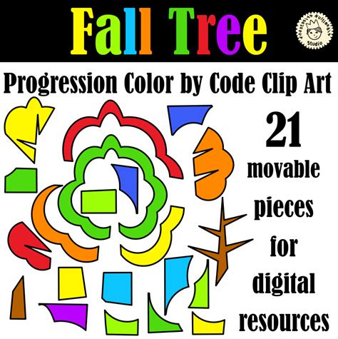 Fall Tree Progression Color By Code Free Clipart And Digital Puzzles Te