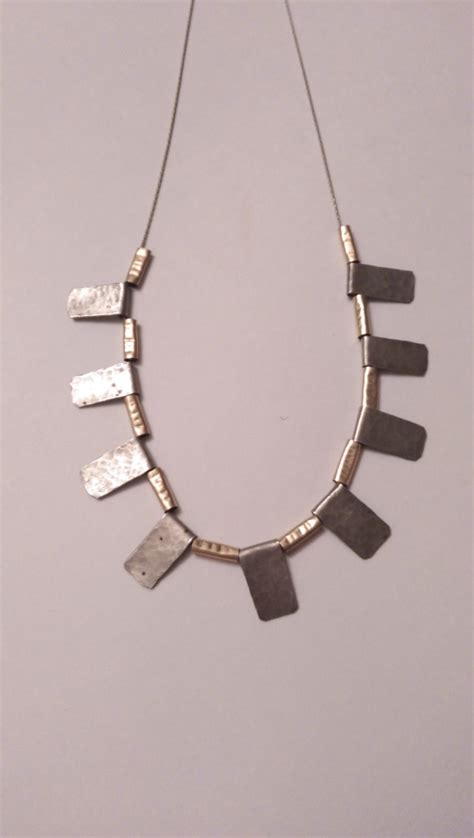 Necklace Modern Hammered Sterling Silver Panel Signed Vintage Collectors Piece Etsy