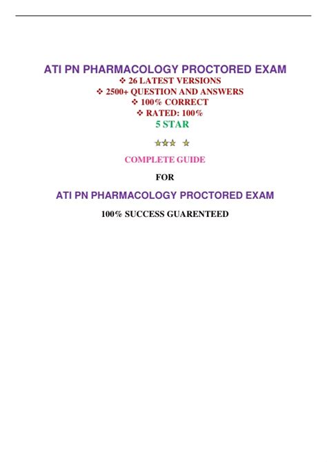 Ati Pn Pharmacology Proctored Exam 26 Latest Versions 2500 Question