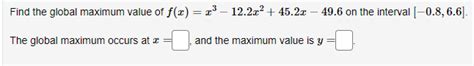 solved find the global maximum value of