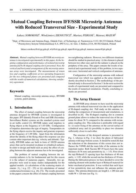 Pdf Mutual Coupling Between Iffssr Microstrip Antennas · Mutual